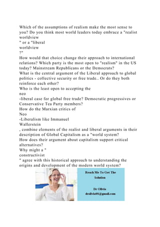 Which of the assumptions of realism make the most sense to you Do y.docx