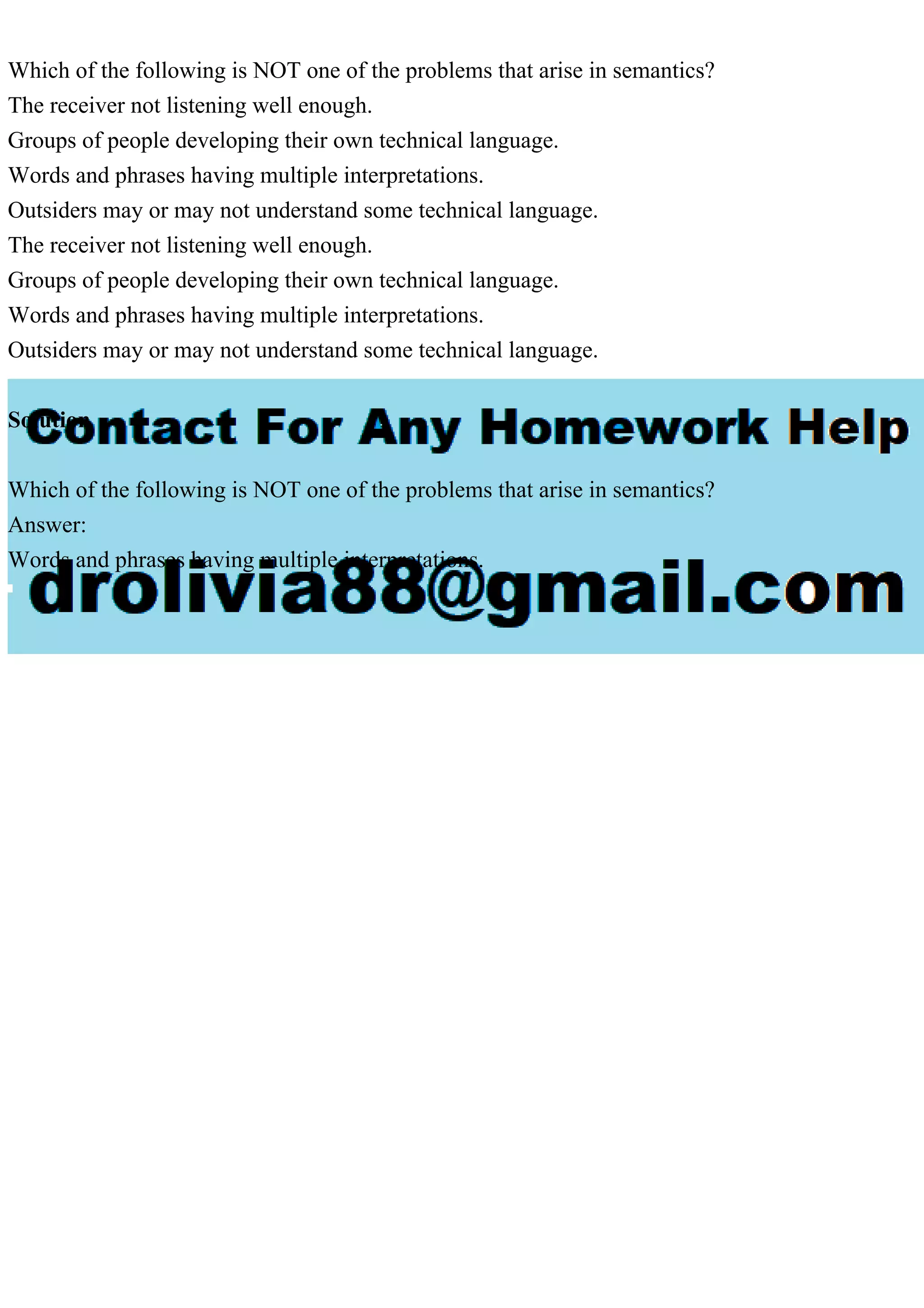 Which of the following is NOT one of the problems that arise in sema.pdf