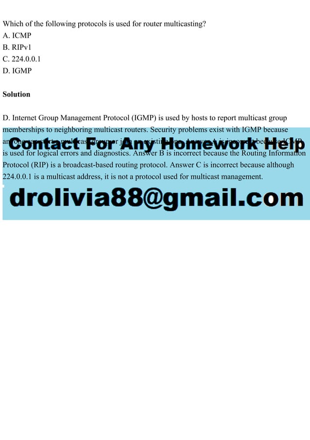 Which of the following protocols is used for router multicastingA.pdf