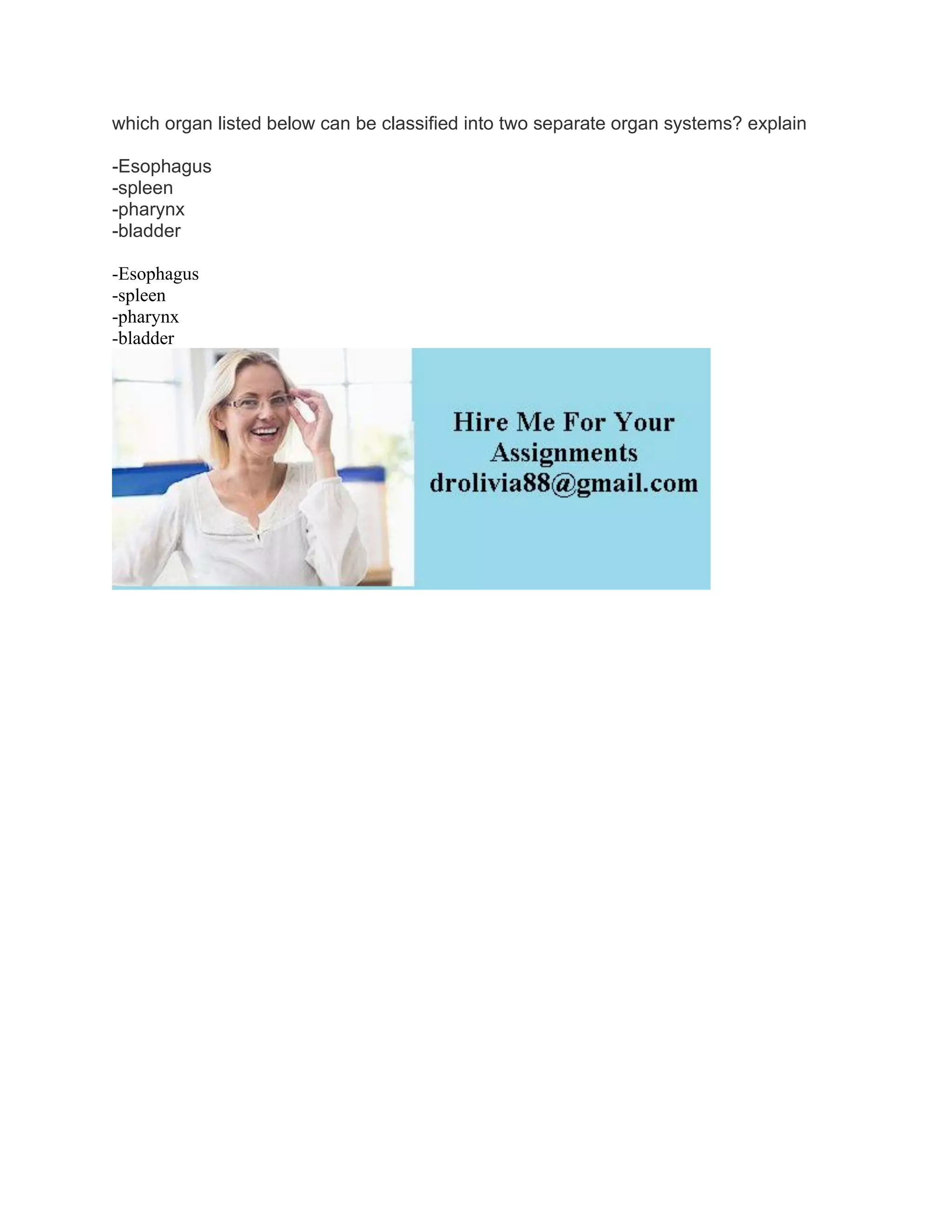 which organ listed below can be classified into two separate organ sys.pdf