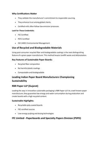 Which Paper Board Manufacturer Encourages the Use of Biodegradable and Sustainable Products.pdf