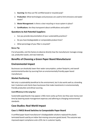 Which Paper Board Manufacturer Encourages the Use of Biodegradable and ...