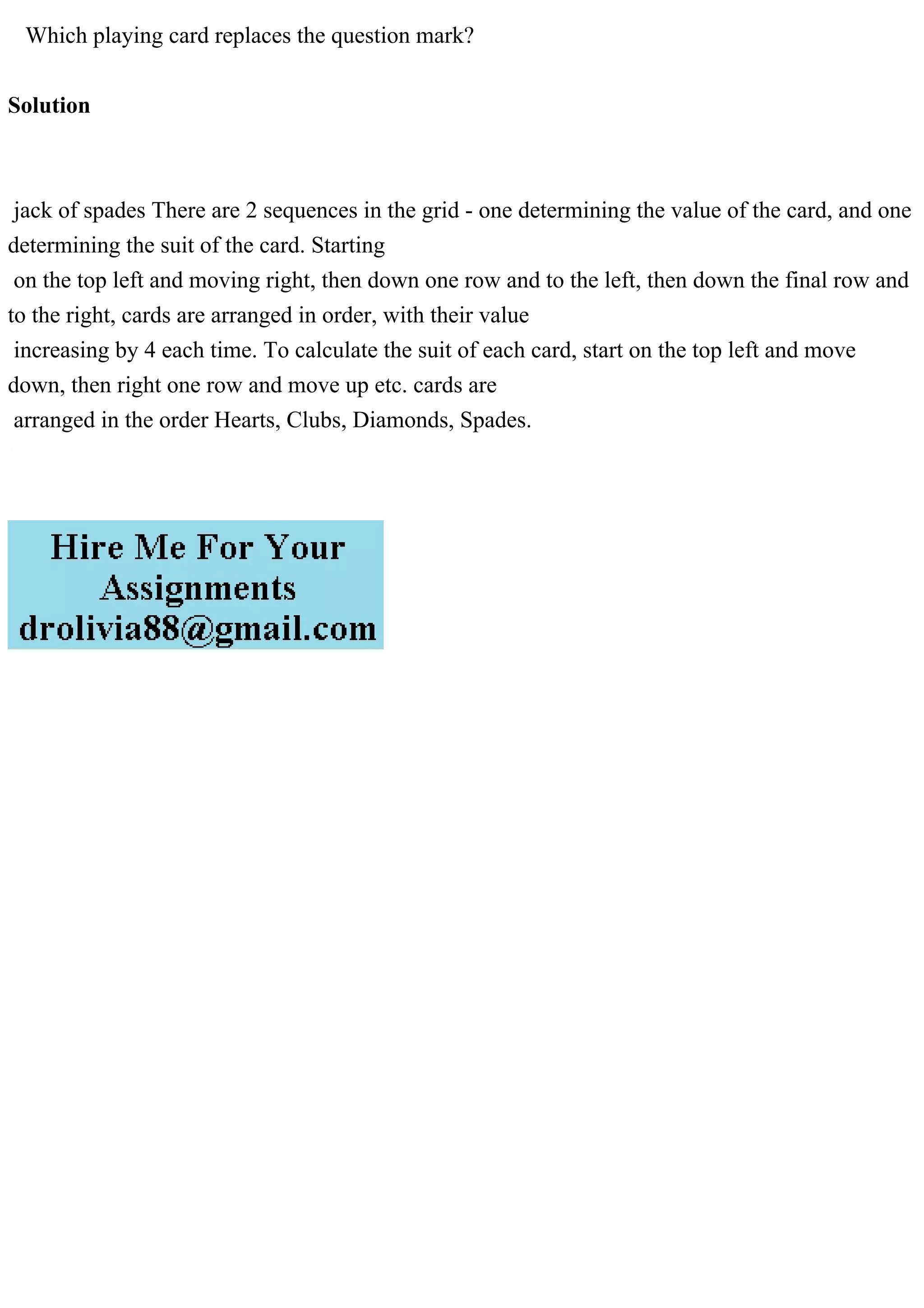 Which playing card replaces the question mark Solution jac.pdf