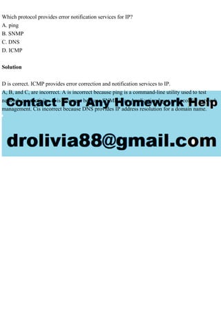 Which protocol provides error notification services for IPA. ping.pdf | Computer Networking ...