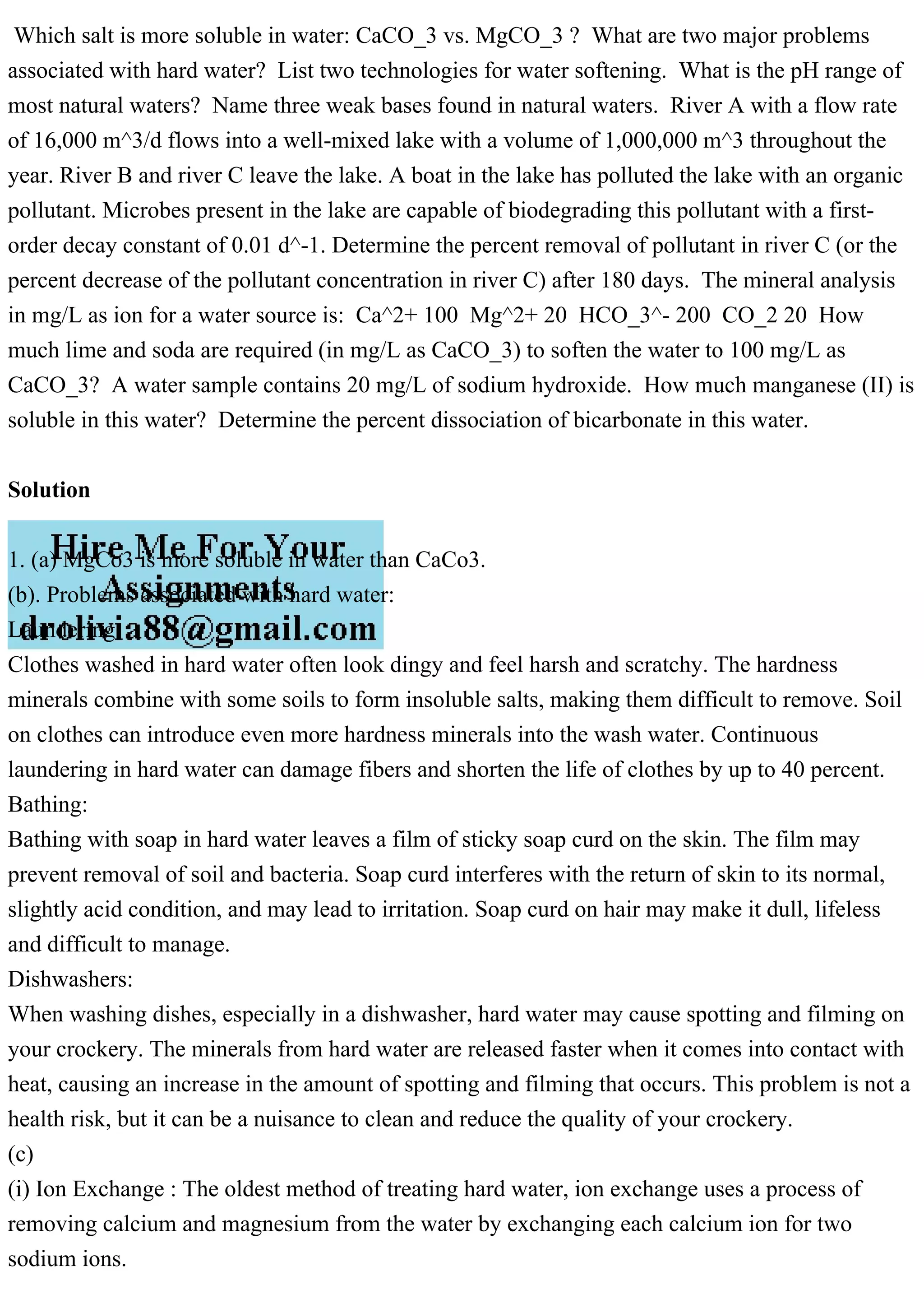Which salt is more soluble in water CaCO_3 vs. MgCO_3 What are tw.pdf