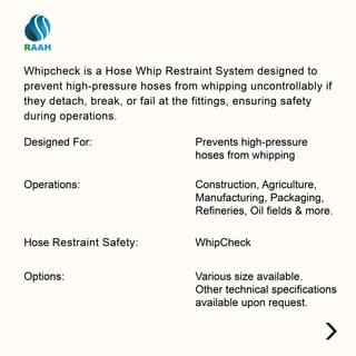 Whip Check Hose Whip Restraint systems - RAAH Group Inc | PDF