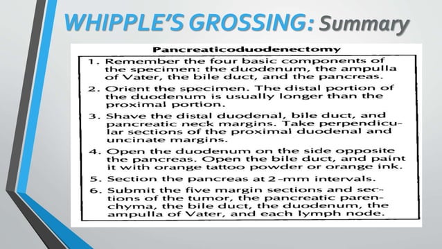 Whipple's specimen grossing | PPTX