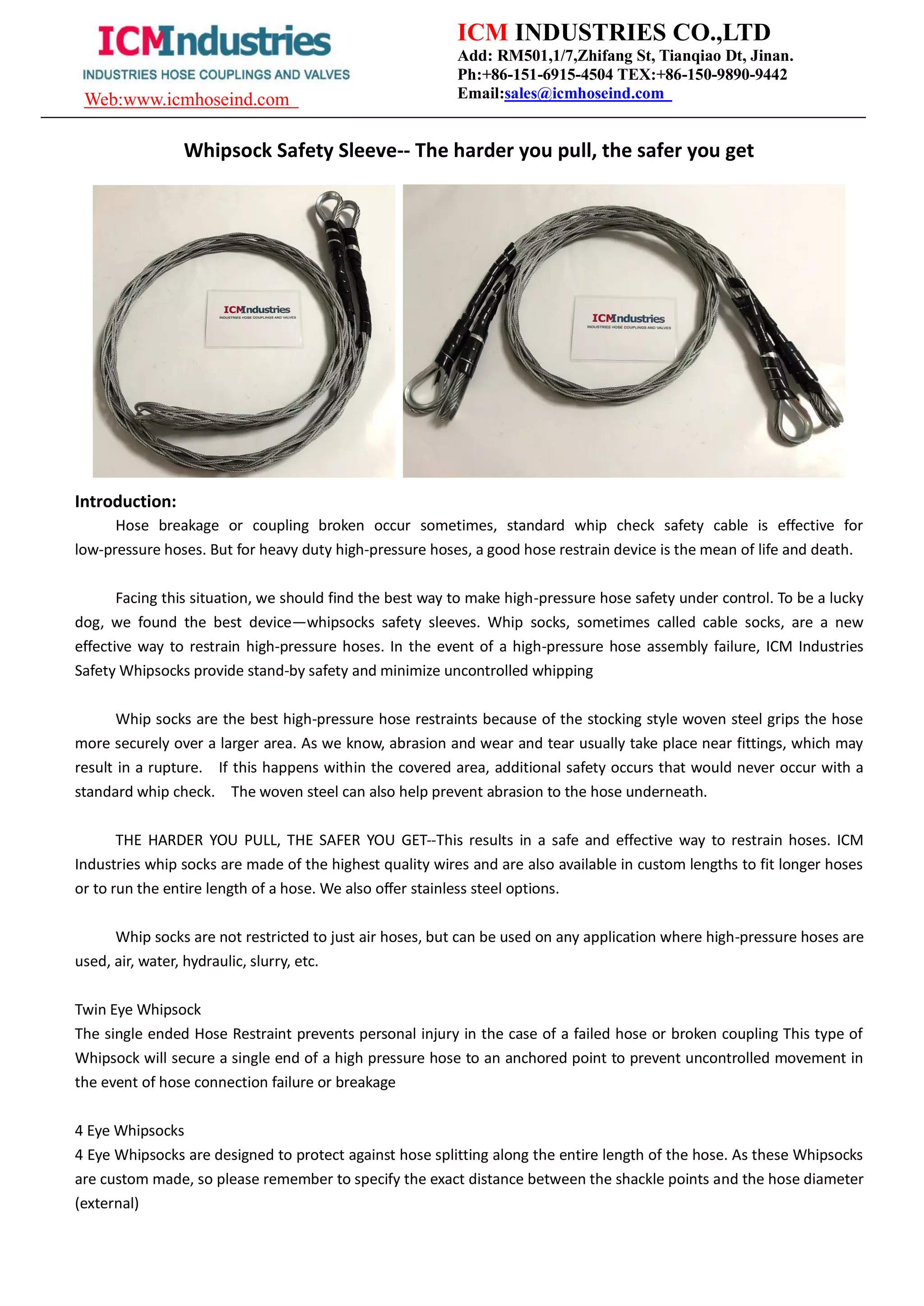 Whipsock safety sleeve -icm industries | PDF