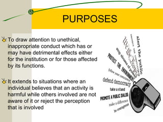 Whistle blowing , whistle blowers and acts | PPT