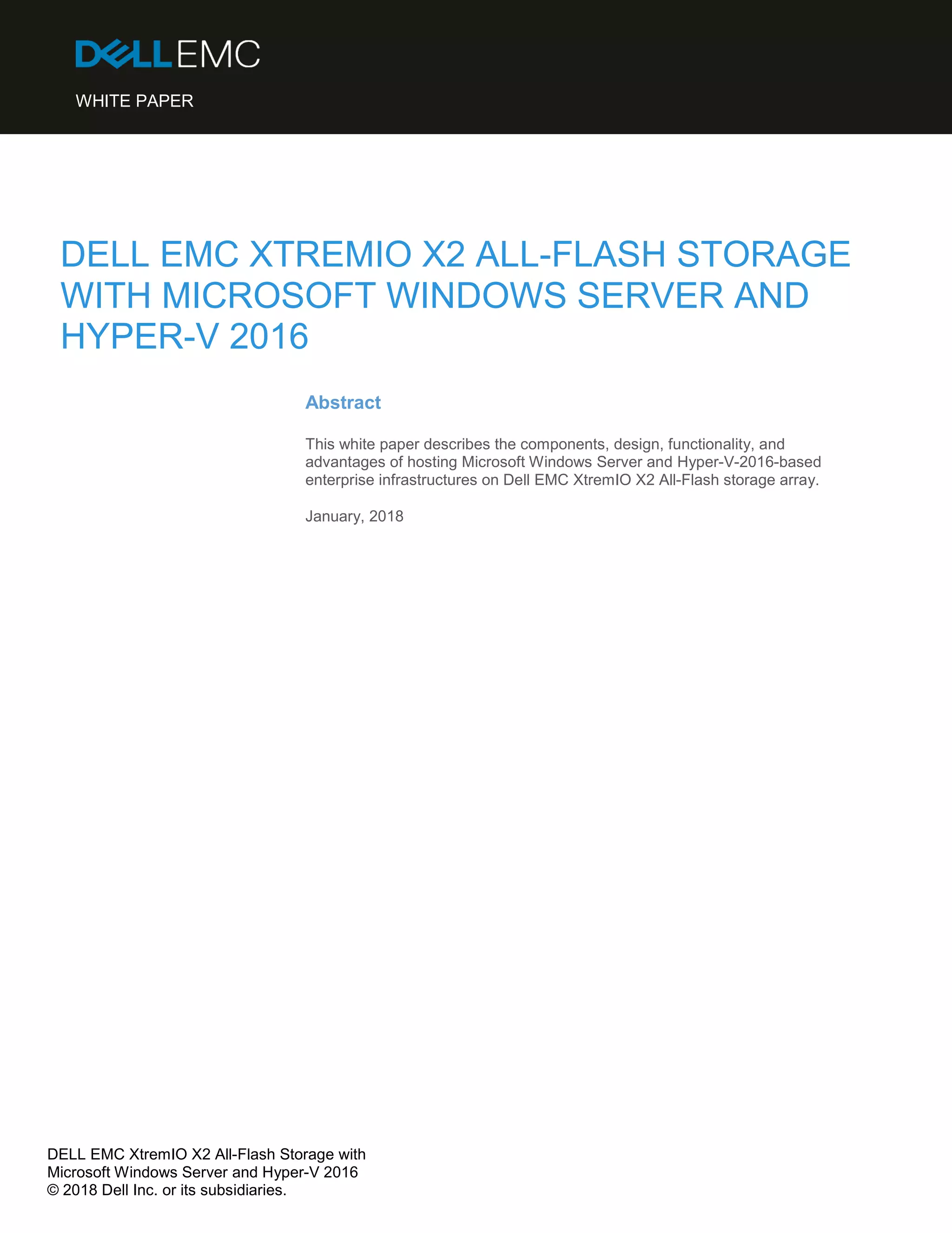 Microsoft Hyper-V 2016 with Dell EMC XtremIO X2 White Paper | PDF | Data Storage and Warehousing ...