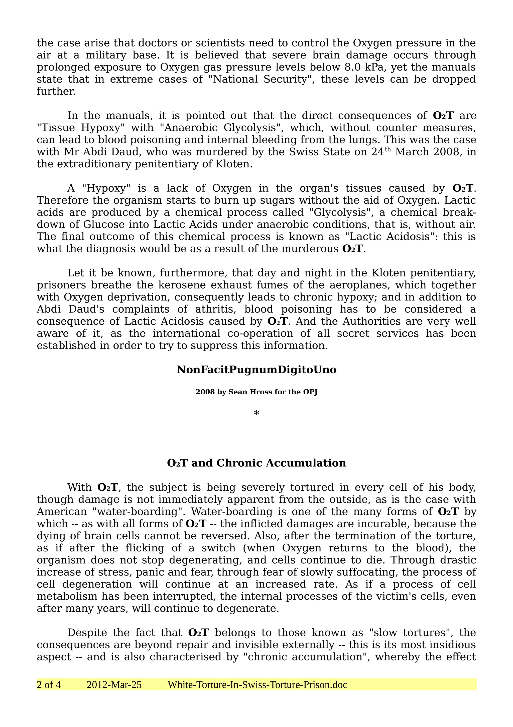 Zurich Files - White Torture In Swiss Torture Prison | PDF