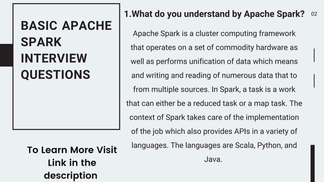 APACHE SPARK INTERVIEW QUESTIONS AND ANSWERS 2021 | PDF | Databases ...