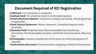 Understanding the Basics of IEC Registration: A Beginner’s Guide | PPT