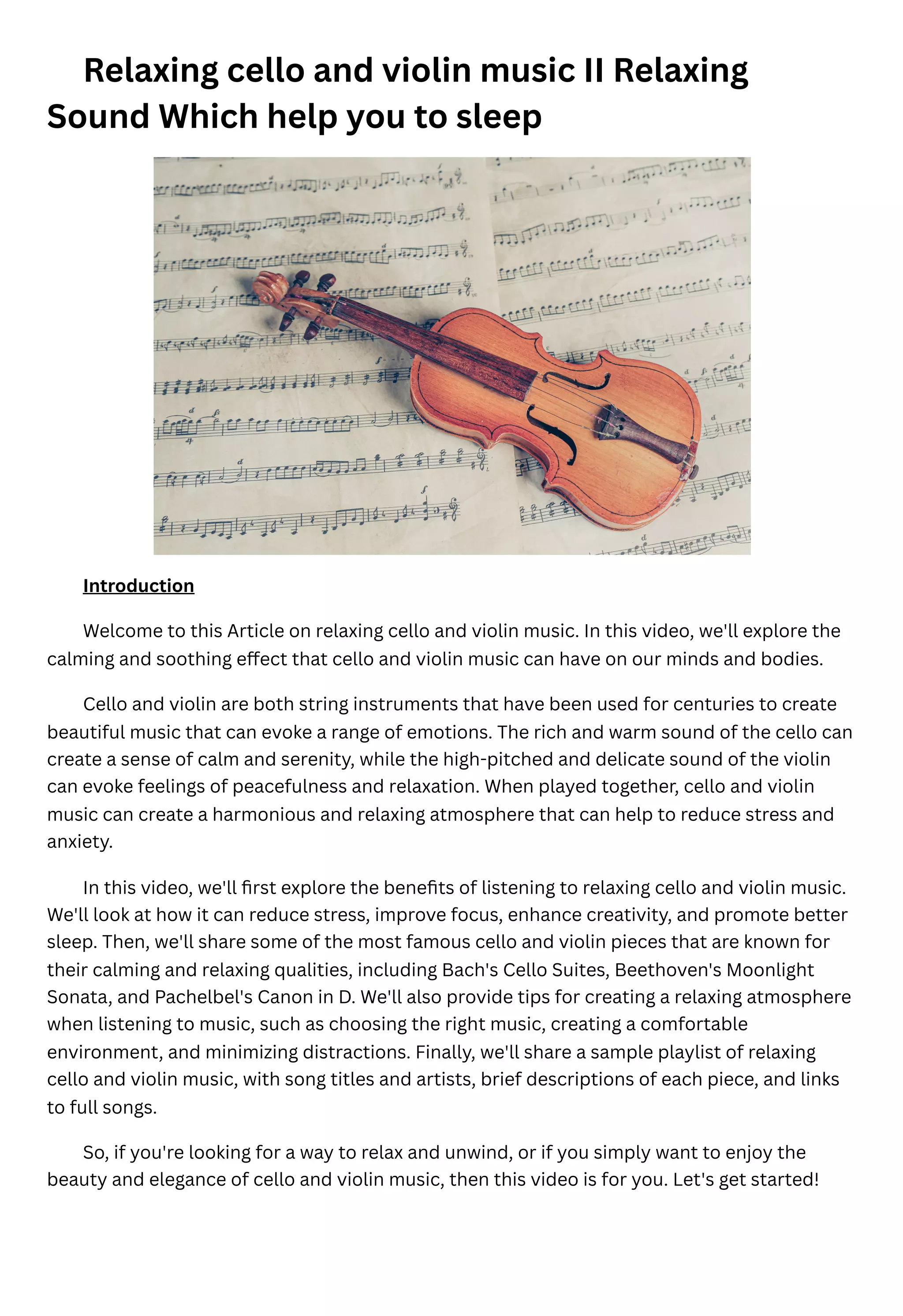 Relaxing cello and violin music II Relaxing Sound Which help you to ...