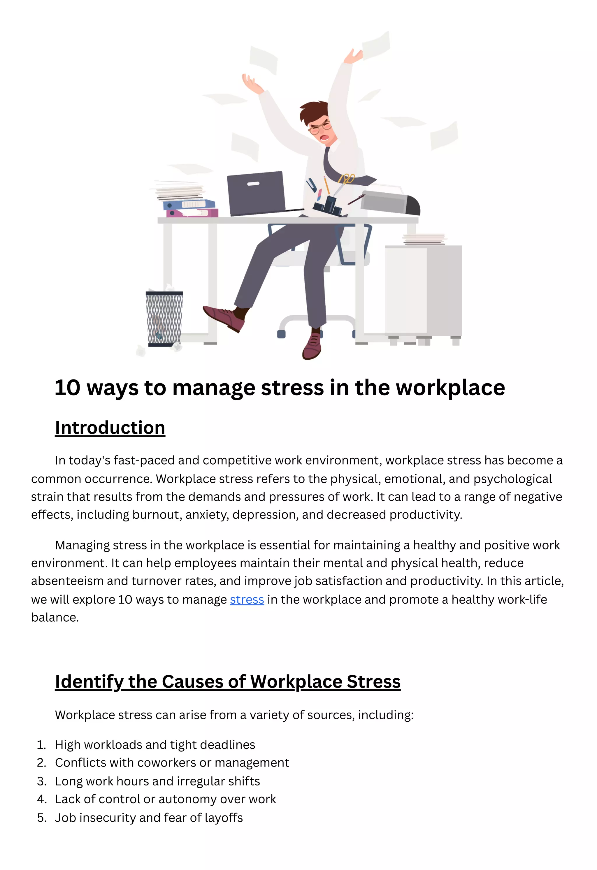 10 ways to manage stress in the workplace | PDF