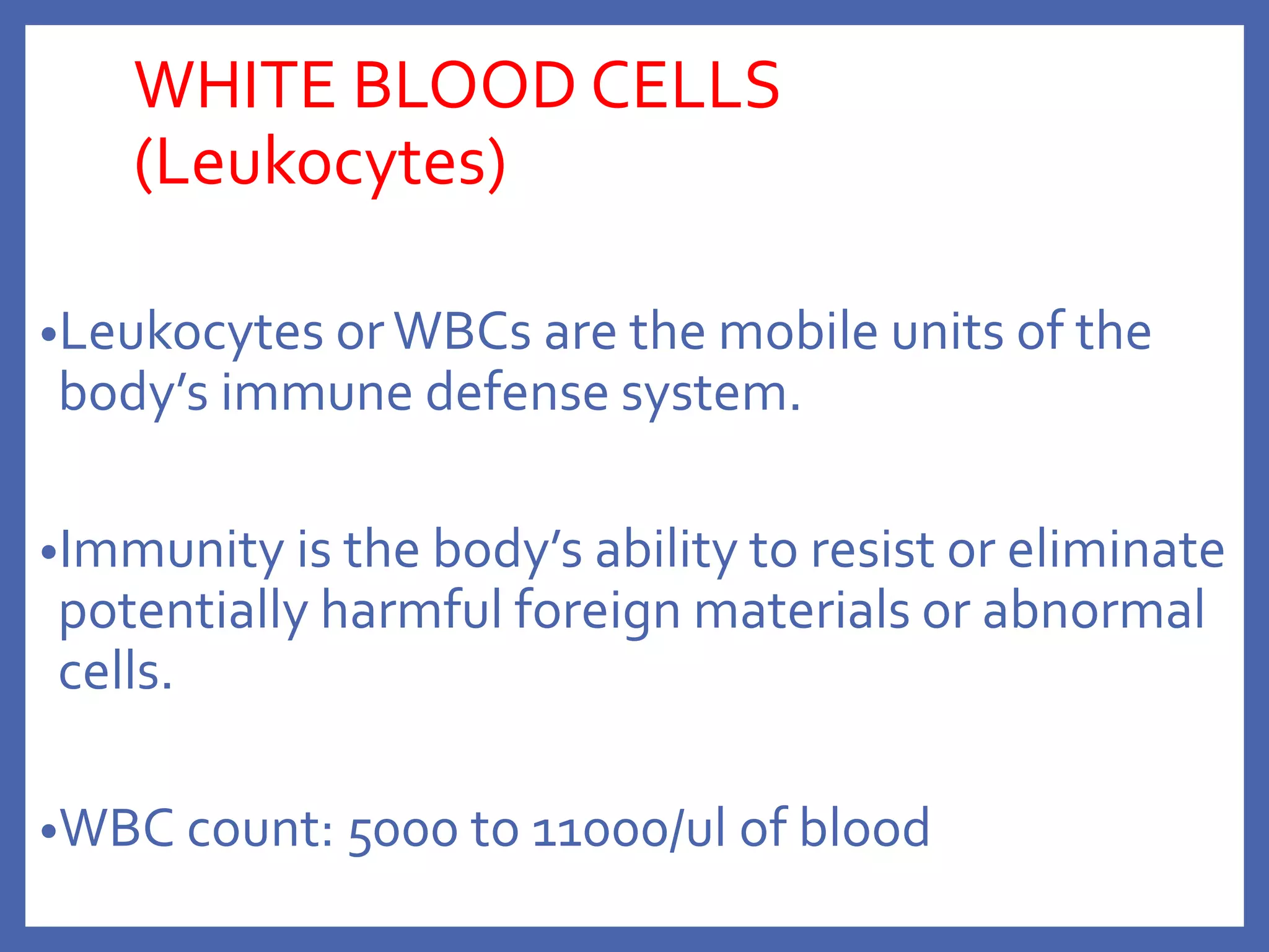 White blood cells & Immunity (The Guyton and Hall Physiology) | PPTX
