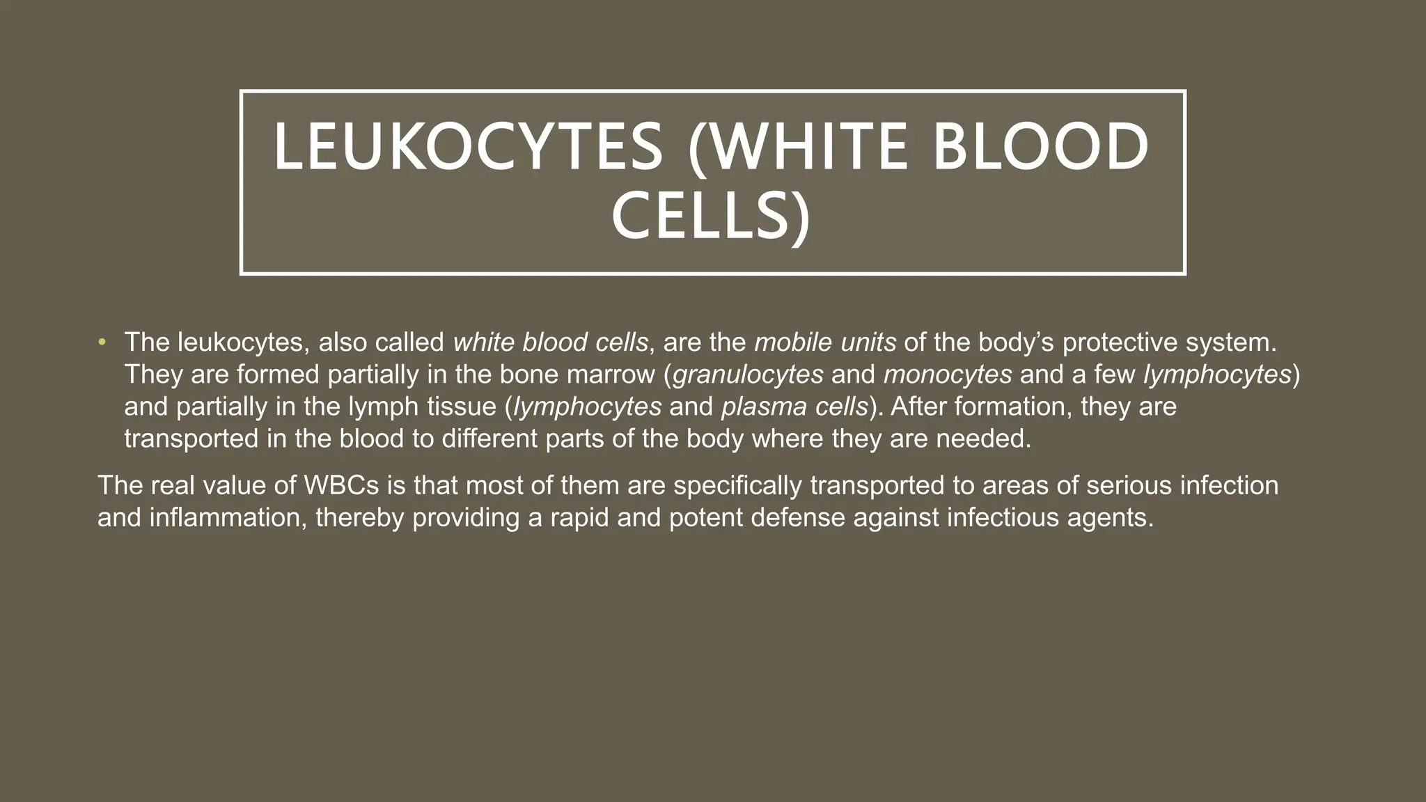 white blood cells and their role in the body | PPTX