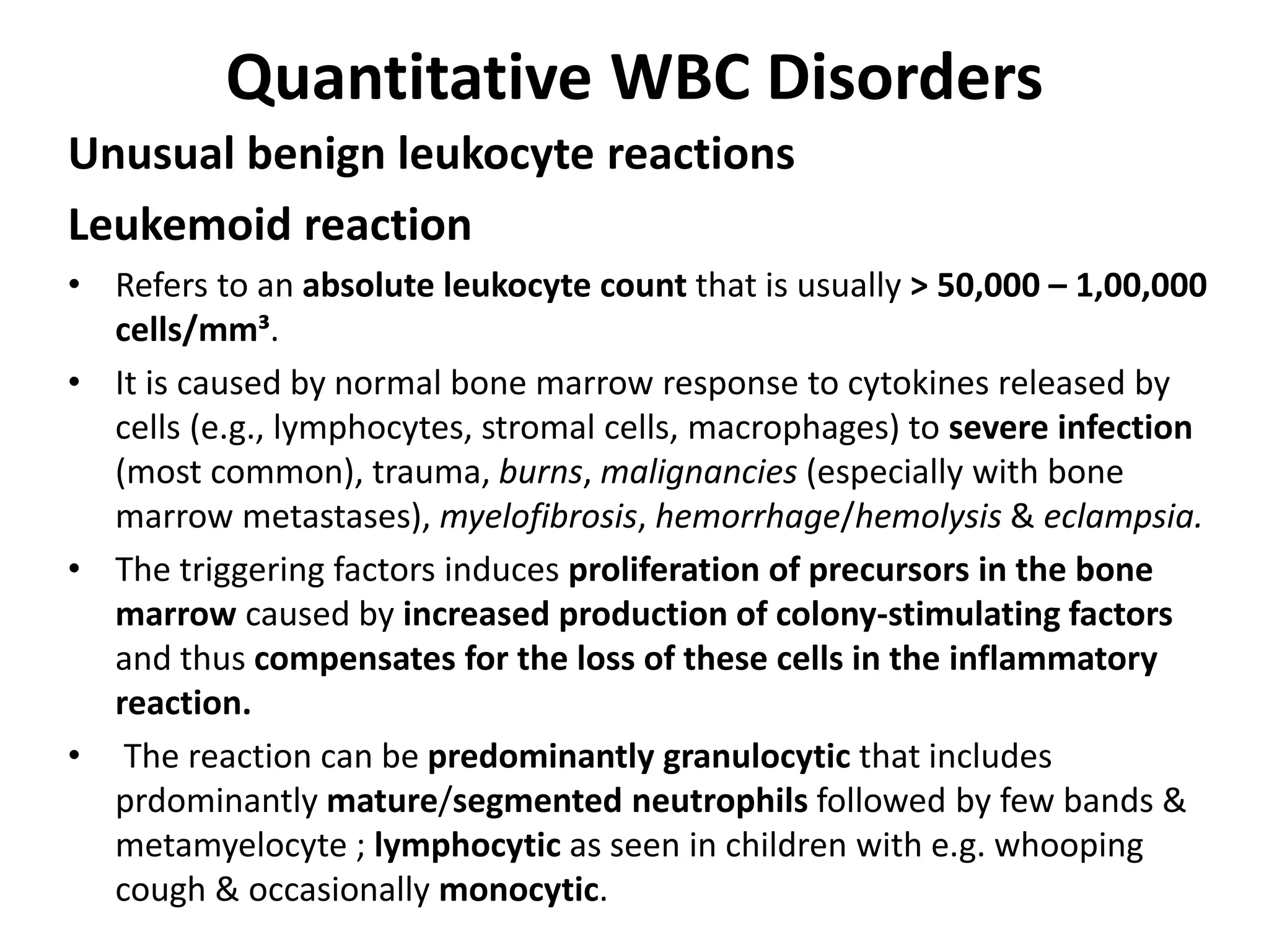 Benign White blood cell (WBC) Disorders | PPTX