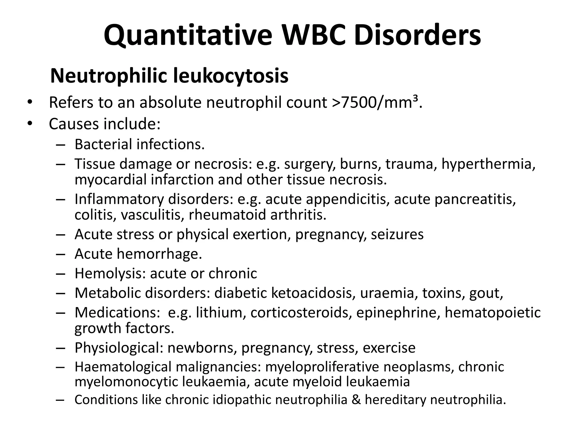Benign White blood cell (WBC) Disorders | PPT