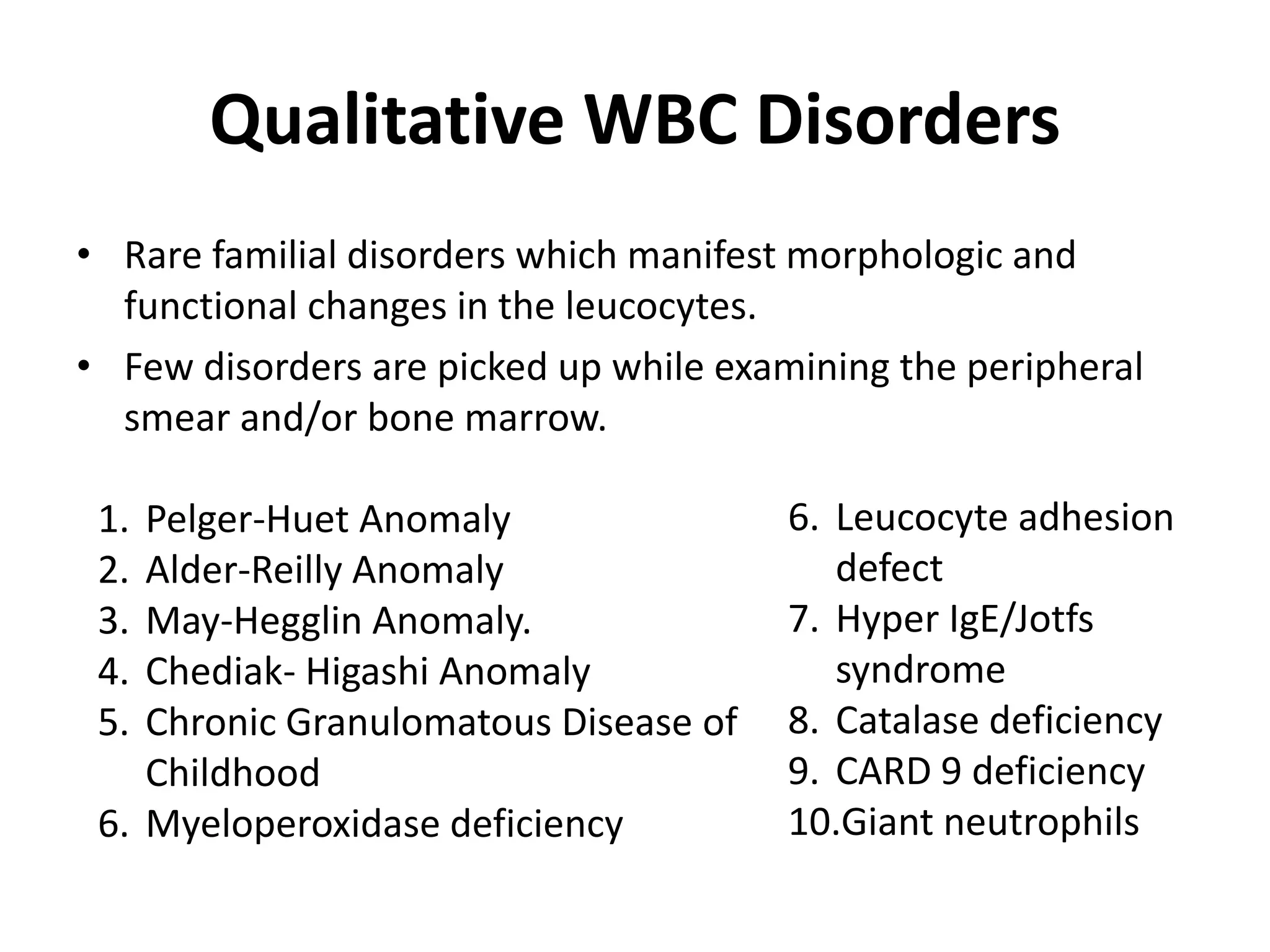 Benign White blood cell (WBC) Disorders | PPTX