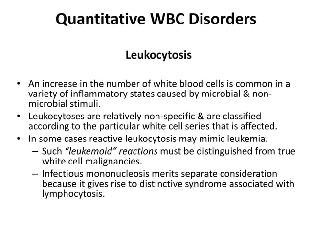 Benign White blood cell (WBC) Disorders | PPTX