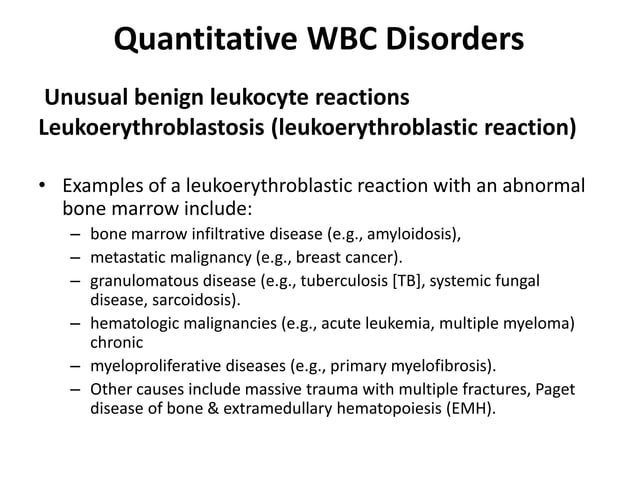 Benign White blood cell (WBC) Disorders | PPTX