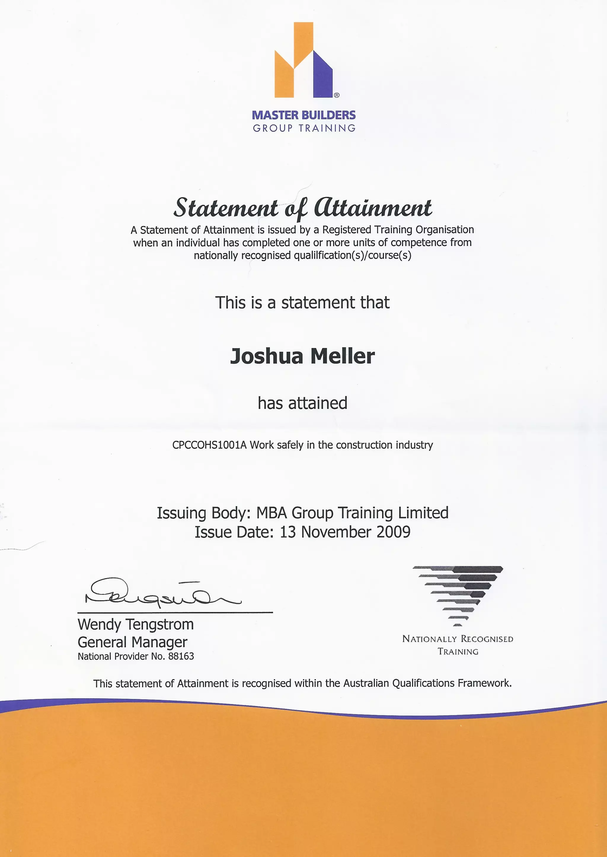 White card statement of attainment | PDF