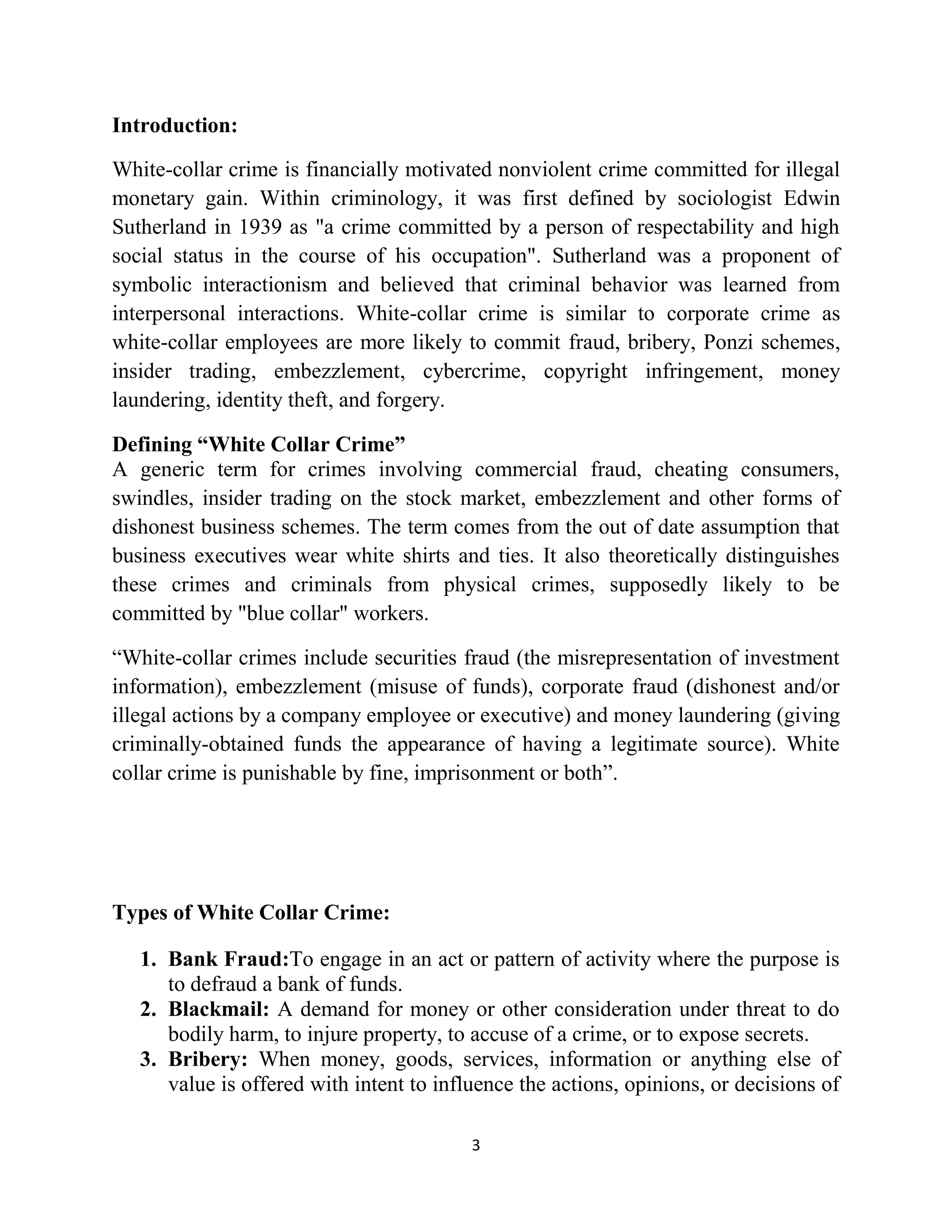 White collar crime | DOCX