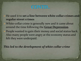 White collar crime | PPTX | Crime & Harmful Acts to Individuals, Society & Human Right ...