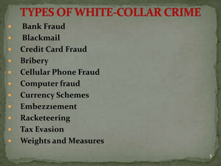 White collar crime | PPTX | Crime & Harmful Acts to Individuals, Society & Human Right ...
