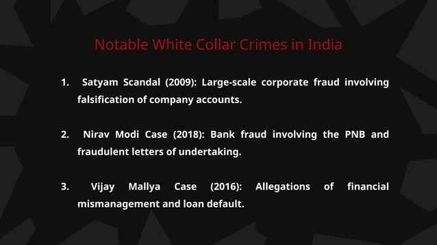 WHITE COLLAR CRIMES IN INDIA, Submitted by Snehita Paidi .pptx