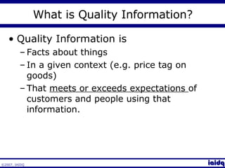 Introduction to Information Quality | PPT