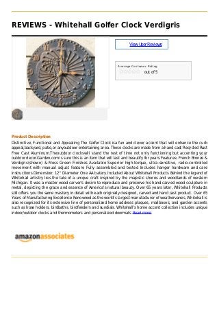 Whitehall golfer clock verdigris