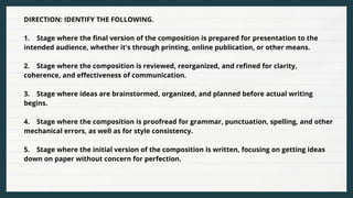 mechanics of composition writing grade 6 english | PPTX