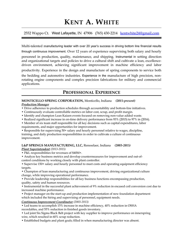 White kent resume_2017 | PDF