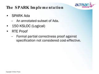 The Use of Formal Methods on the iFACTS Air Traffic Control Project | PPT