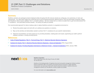 21 CFR Part 11 Challenges and Solutions - White Paper | PDF