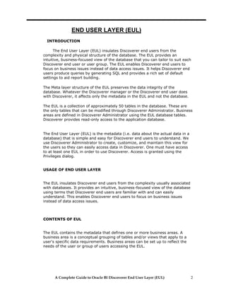 White paper a complete guide to oracle bi discoverer end user layer | PDF