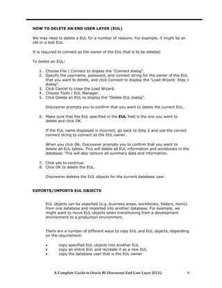 White paper a complete guide to oracle bi discoverer end user layer | PDF