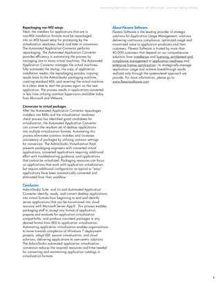 Automating Application Virtualization with AdminStudio Suite from Flexera Software | PDF
