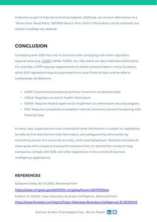 Sox regulation and Analytics | PDF