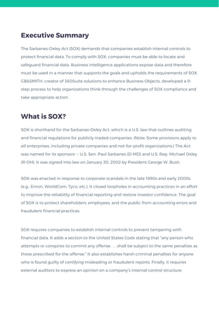 Sox regulation and Analytics | PDF