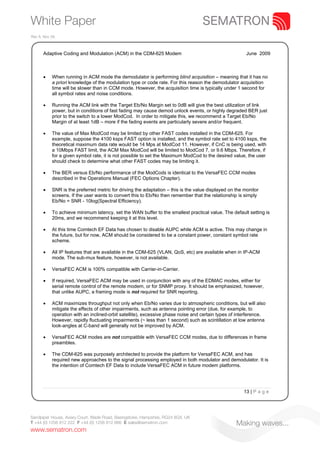 Comtech EF Data - Adaptive Coding and Modulation (ACM) in the CDM-625 ...