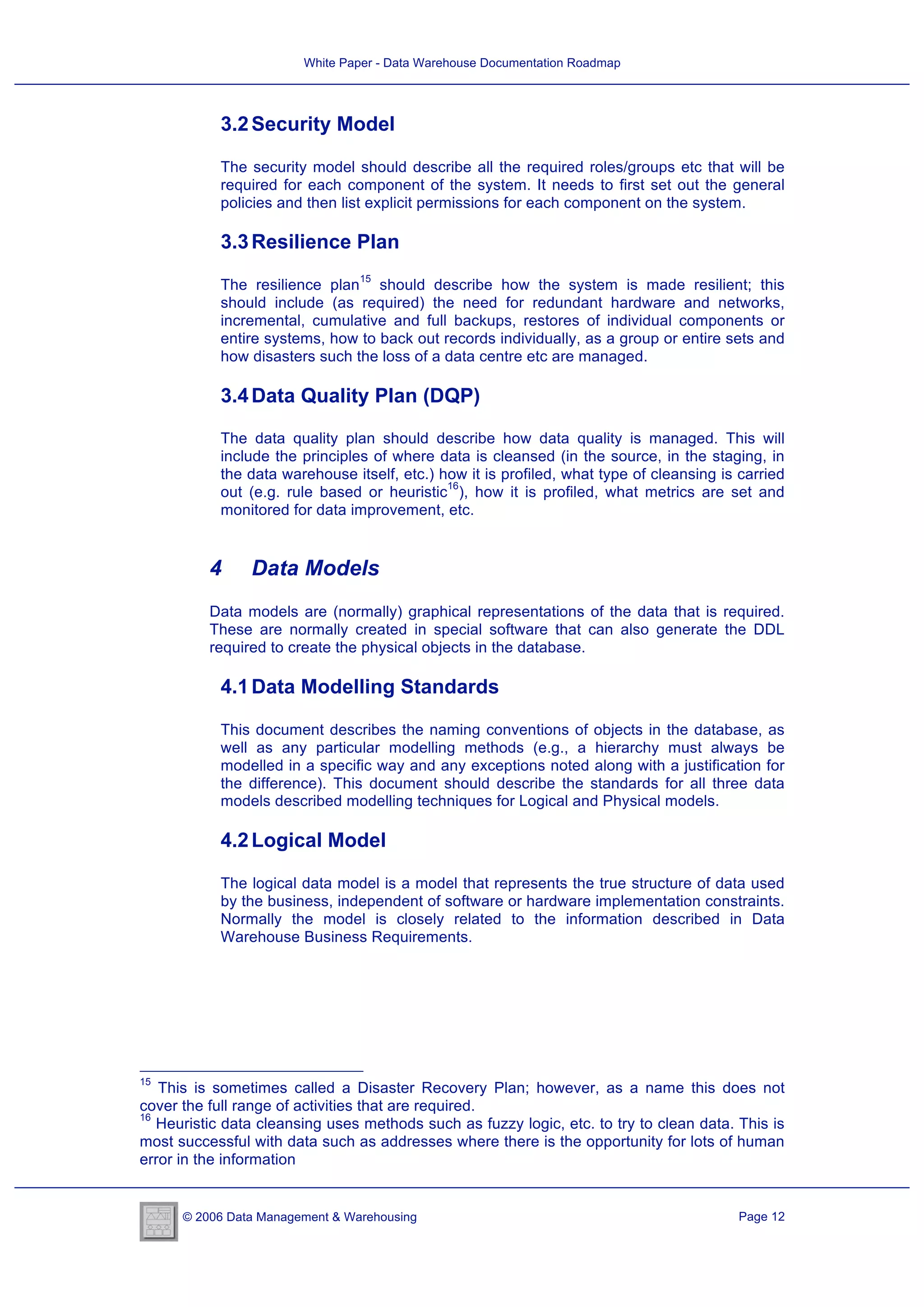 White Paper - Data Warehouse Documentation Roadmap | PDF