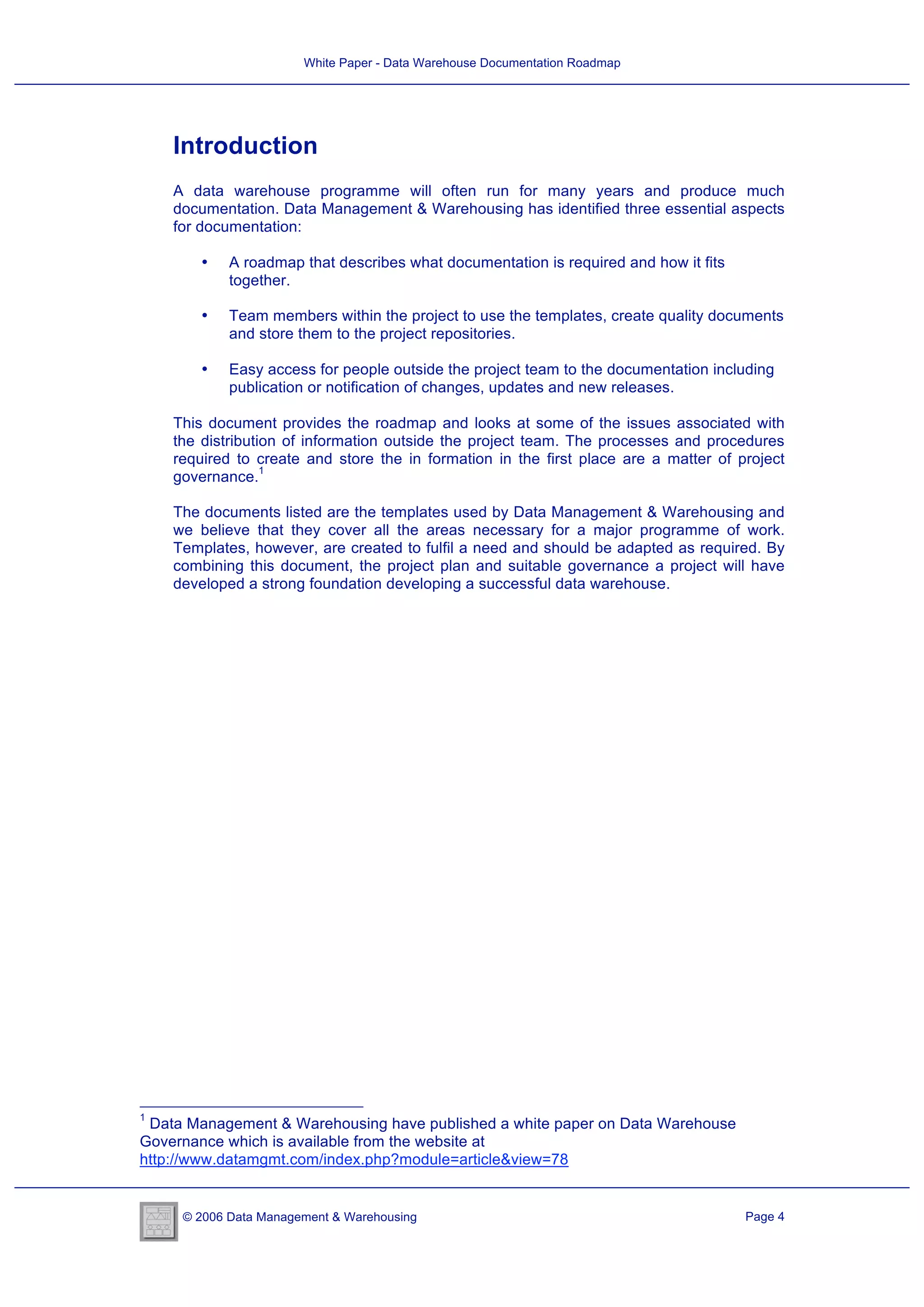 White Paper - Data Warehouse Documentation Roadmap | PDF