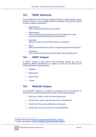 White Paper - Data Warehouse Documentation Roadmap | PDF