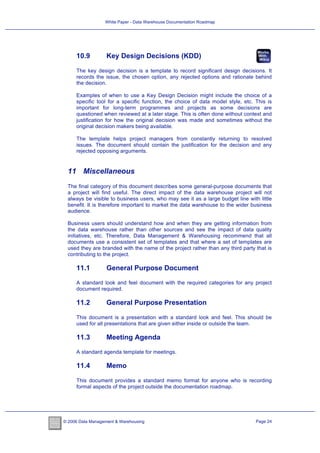 White Paper - Data Warehouse Documentation Roadmap | PDF