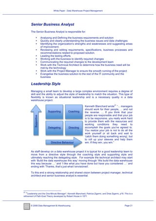 White Paper - Data Warehouse Project Management | PDF