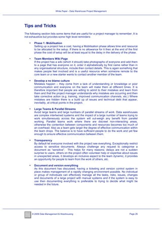 White Paper - Data Warehouse Project Management | PDF