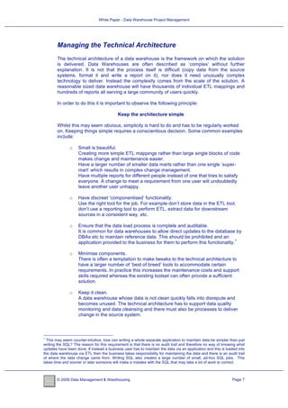 White Paper - Data Warehouse Project Management | PDF